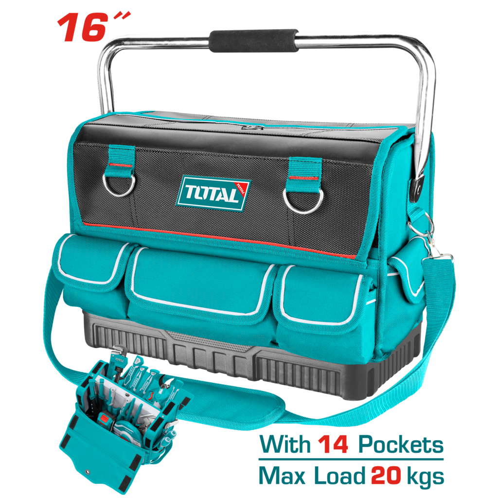 16" شنطة عدة قماش صناعية مع قاعدة مدعمة مسكة حديد - CHAABAN TOOLS