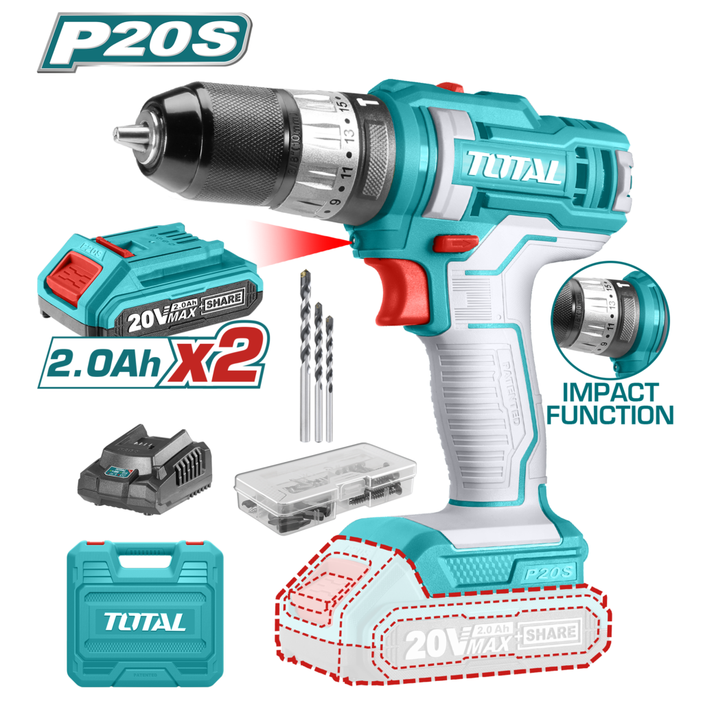 20V 2.0Ah 10mm مقدح بطاريتين صناعي رجراج راس شد - CHAABAN TOOLS